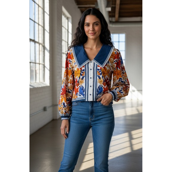 FARM Rio | Tops | Farm Rio Anthropologie Florisbela Buttondown Blouse ...